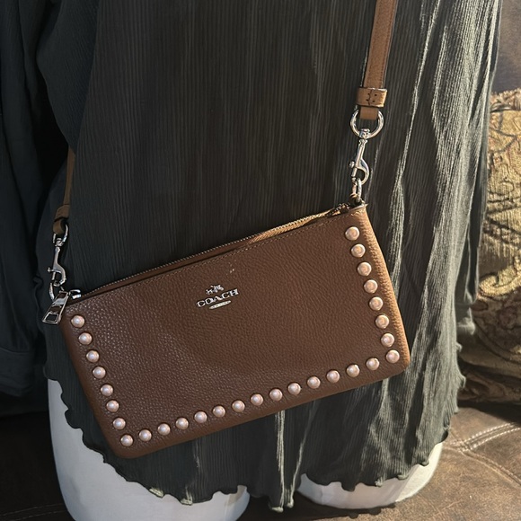 Coach | Bags | Coach Gold Studded Shoulder Bag | Poshmark
